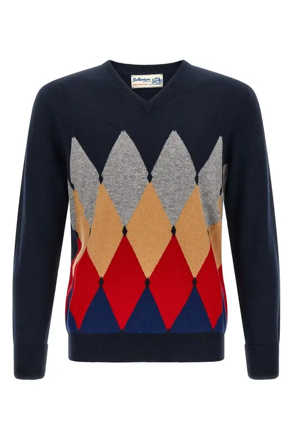 BALLANTYNE Classic Diamond' Intarsia Sweater - Blue