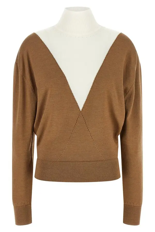 Rabanne Sweater With Perforated Intarsia - Beige