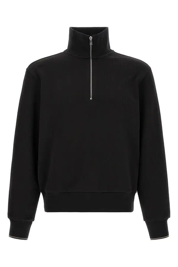 Hugo Boss Cotton Sweatshirt With Half Zip - Black