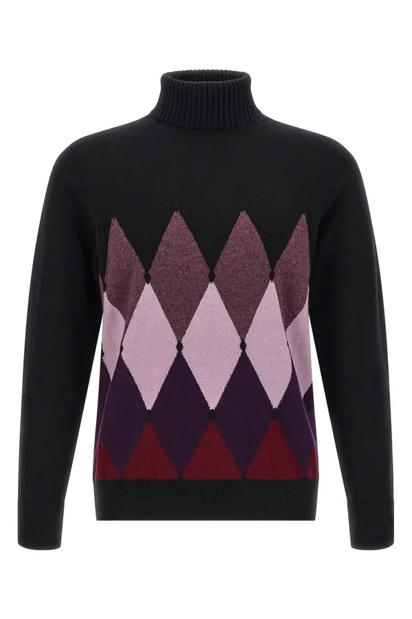 BALLANTYNE Classic Diamond' Intarsia Turtleneck Sweater