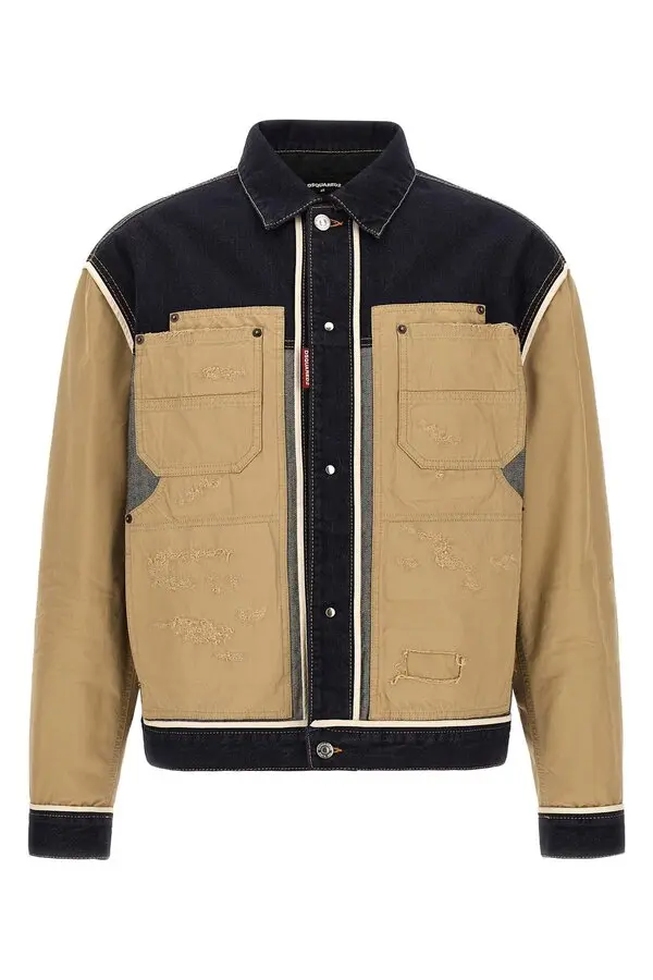 Dsquared2 Two-material Denim Jacket - Beige