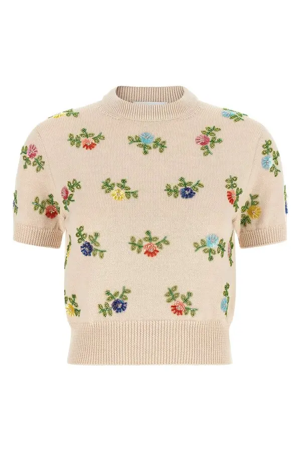 Rabanne Sweater With Beads Embroidery - Beige