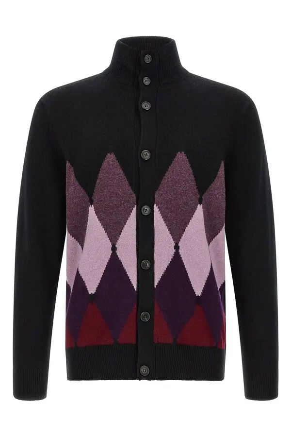 BALLANTYNE Classic Diamond' Diamond Intarsia Cardigan