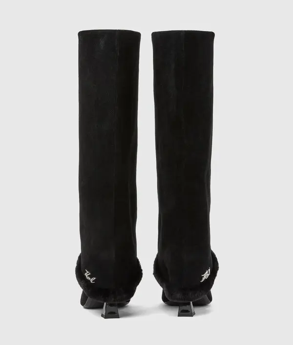 Karl Lagerfeld High Fold-down Boots With Shearling Trim