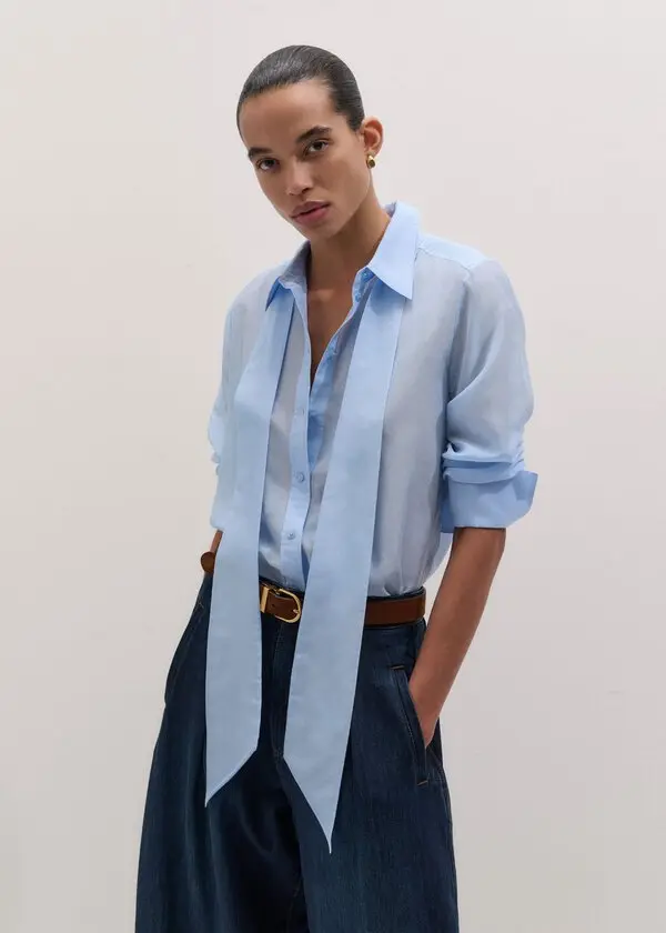 ME+EM Silk Cotton Cloud Layering Shirt + Tie