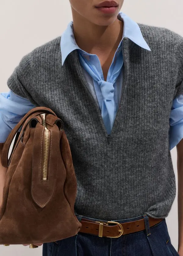 ME+EM Silk Cotton Cloud Layering Shirt With Tie Detail