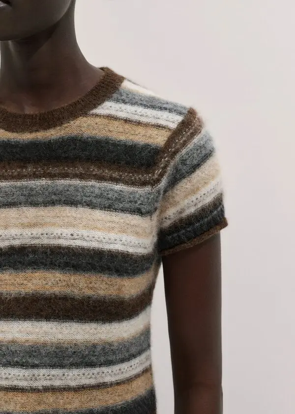 ME+EM Striped Alpaca Baby Tee - Neutral Multi