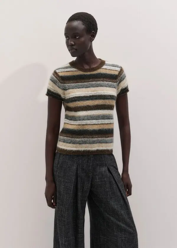 ME+EM Striped Alpaca Baby Tee - Neutral Multi