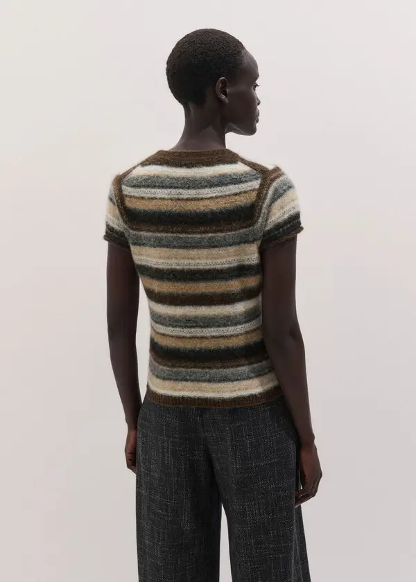 ME+EM Striped Alpaca Baby Tee - Neutral Multi