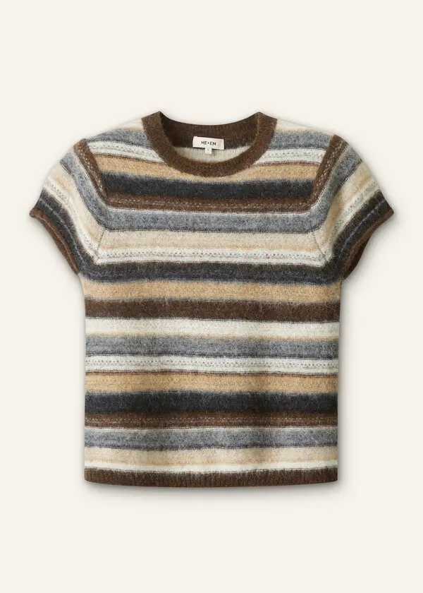 ME+EM Striped Alpaca Baby Tee - Neutral Multi