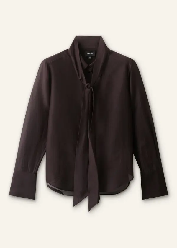 ME+EM Silk Cotton Cloud Shirt With Front Tie Detail