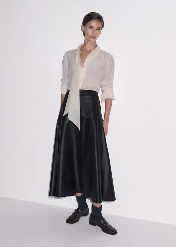 ME+EM Silk Cotton Cloud Layering Shirt With Neck Tie Detail