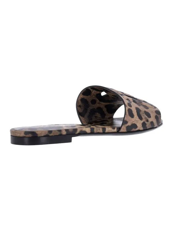 Dolce & Gabbana Leopard Print Logo Slides - Multi
