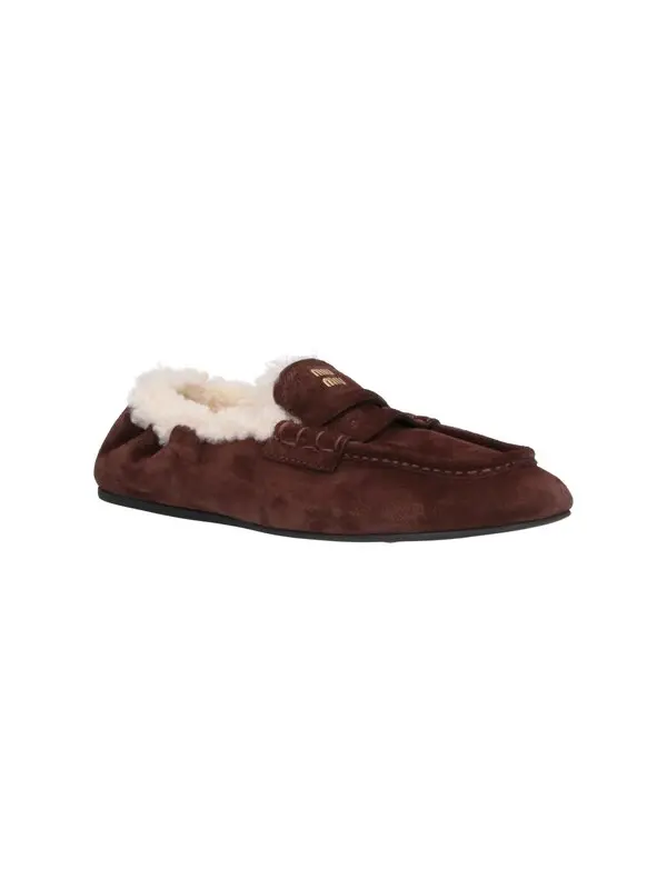 Miu Miu Suede And Shearling Loafers