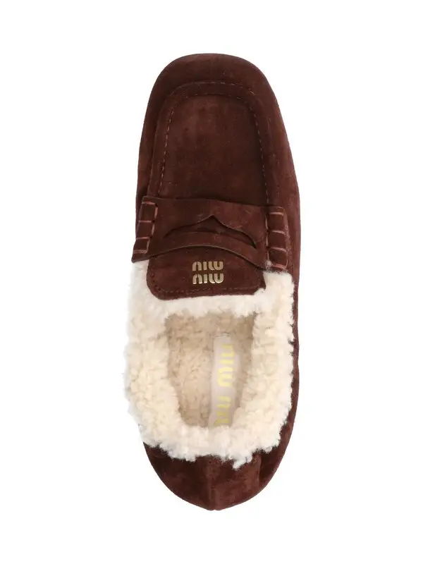 Miu Miu Suede And Shearling Loafers