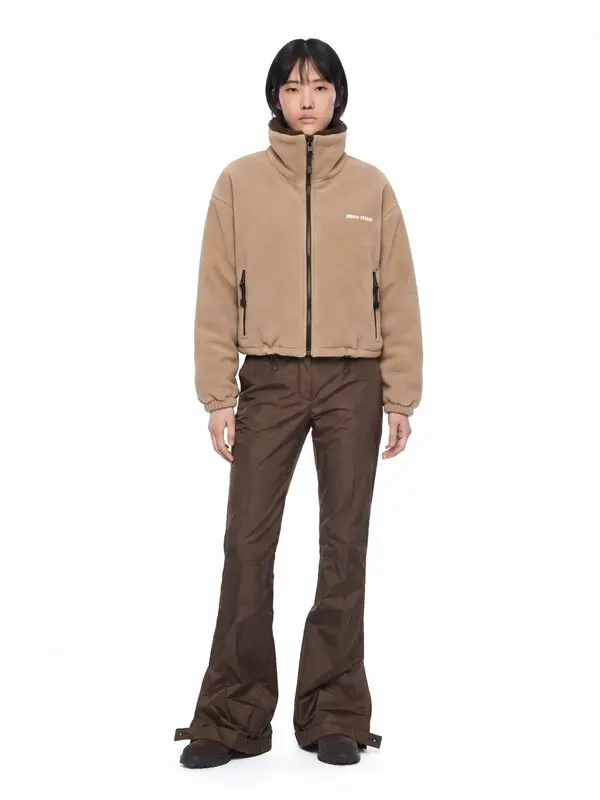 Miu Miu Technical Fabric Flared Pants - Brown
