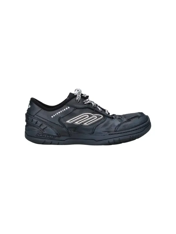 Balenciaga Hamptons" Calfskin Sneakers - Black