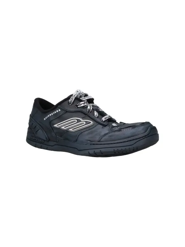 Balenciaga Hamptons" Calfskin Sneakers - Black