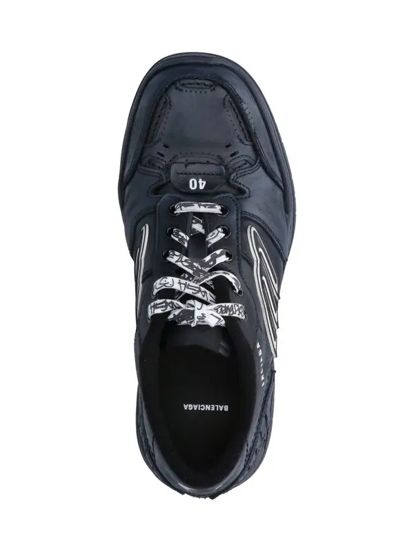 Balenciaga Hamptons" Calfskin Sneakers - Black
