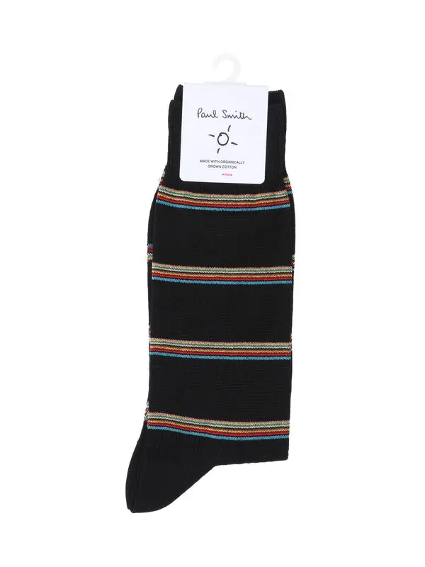 Paul Smith Socks Logo "block Artist Stripe - Black
