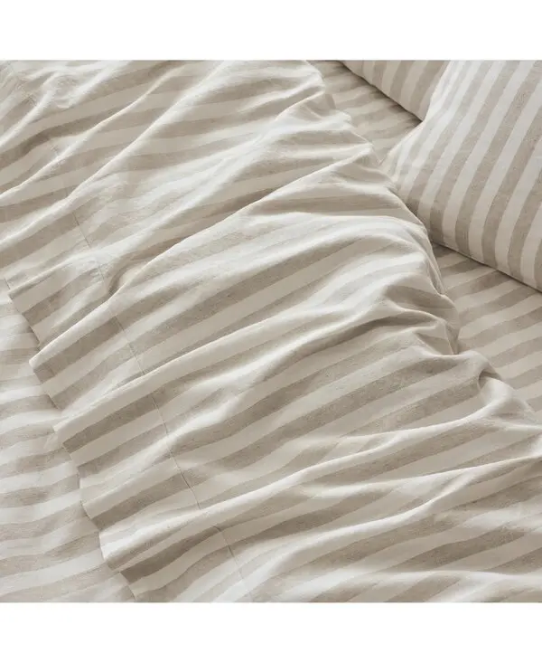 PIGLET IN BED Pembroke Stripe Linen Blend Flat Sheet, Full
