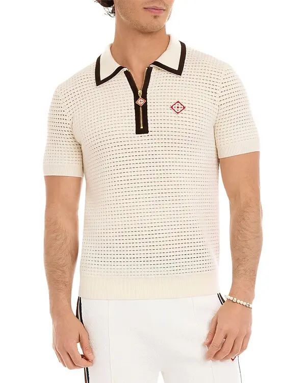 Casablanca Waffle Stitch Polo Shirt - White