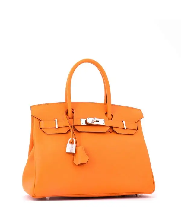 Hermès Birkin 30 Handbag Orange Epsom With Palladium Hardware