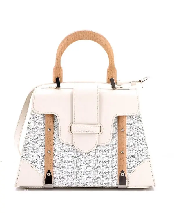 Goyard Pm Saigon Top Handle Bag Coated Canvas With Leather - White