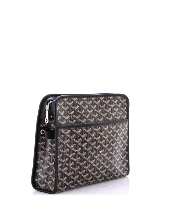 Goyard Jouvence Gm Signature Chevron Coated Canvas Toiletry Pouch - Black