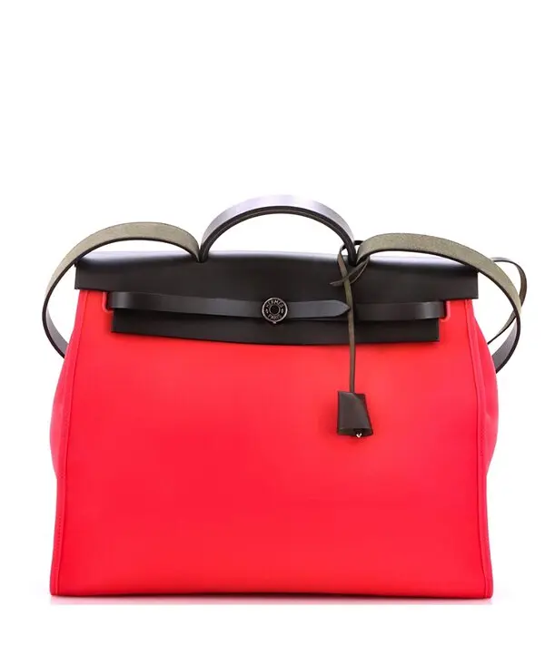Hermès 39 Herbag Zip Leather And Toile - Pink