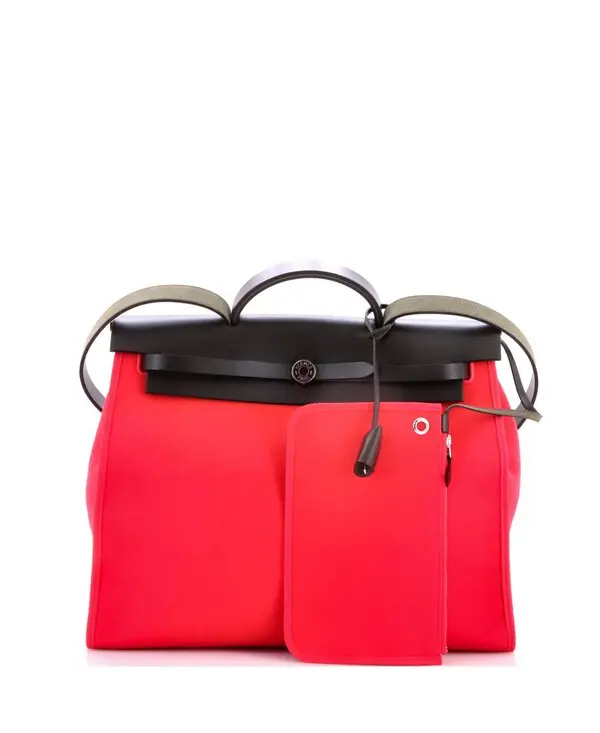 Hermès 39 Herbag Zip Leather And Toile - Pink