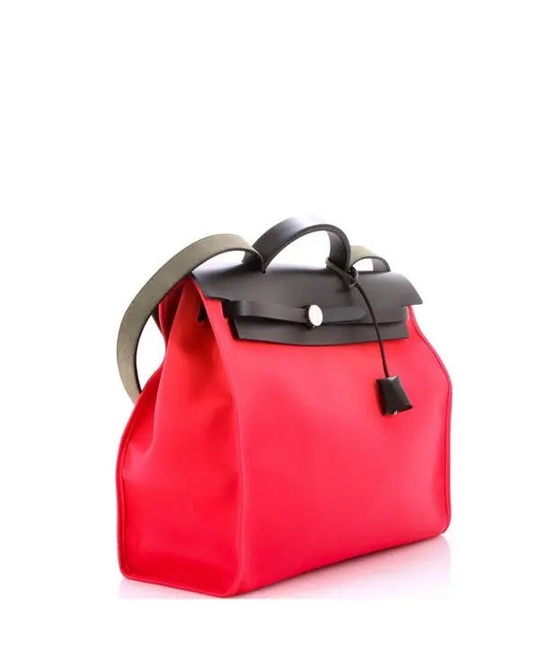 Hermès 39 Herbag Zip Leather And Toile - Pink