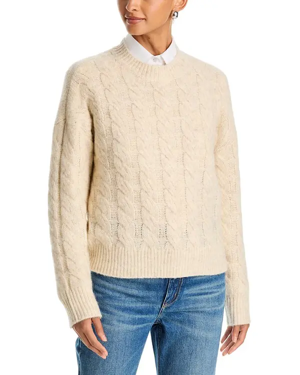 Aqua Nola Cable Knit Crewneck Sweater Exclusive - Fawn
