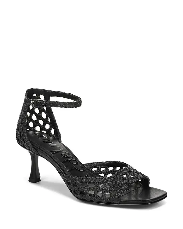 Sam Edelman Woven Heeled Sandals With Ankle Strap - Black