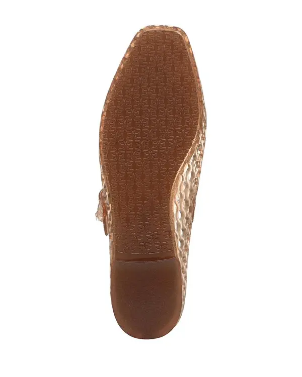 Sam Edelman Michaela Square Toe Mary Jane Flats - Transparent Brown