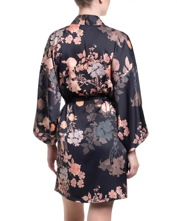 MIDNIGHT BAKERY Stretch Satin Short Wrap Robe