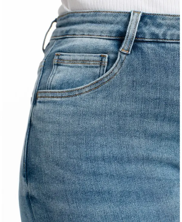BAYEAS Plus Mid Rise Wide Leg With Frayed Hem Denim Jeans