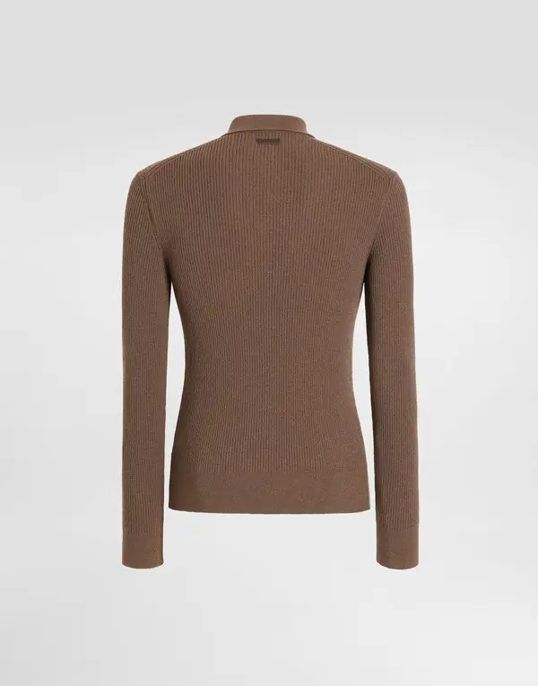 Dolce & Gabbana Ribbed Wool Polo Shirt