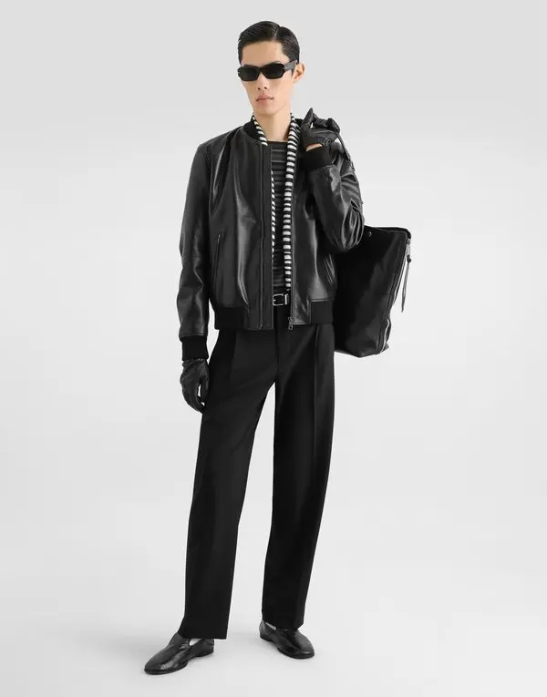Dolce & Gabbana Calfskin Leather Bomber Jacket