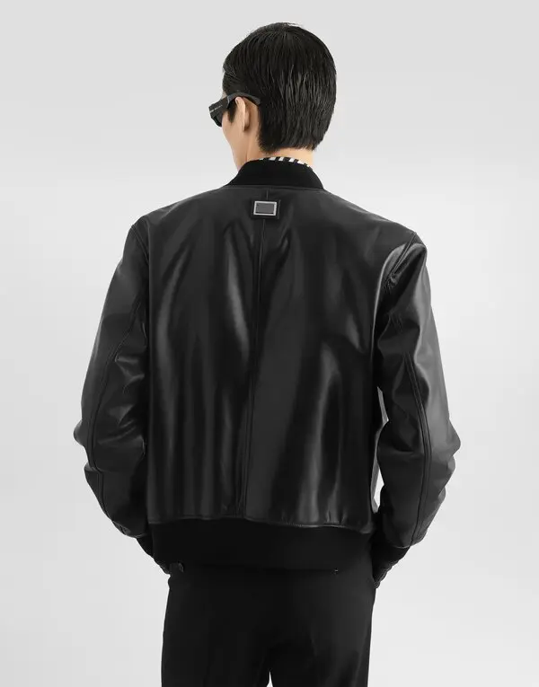 Dolce & Gabbana Calfskin Leather Bomber Jacket