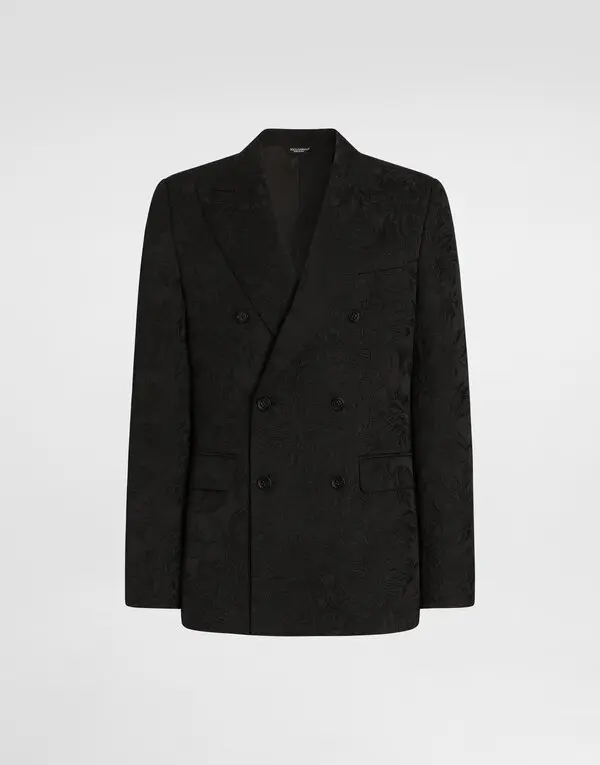 Dolce & Gabbana Sicilia Light Double-breasted Brocade Jacket - Black