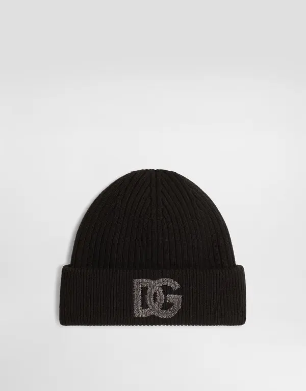 Dolce & Gabbana Virgin Wool Hat With Logo - Black