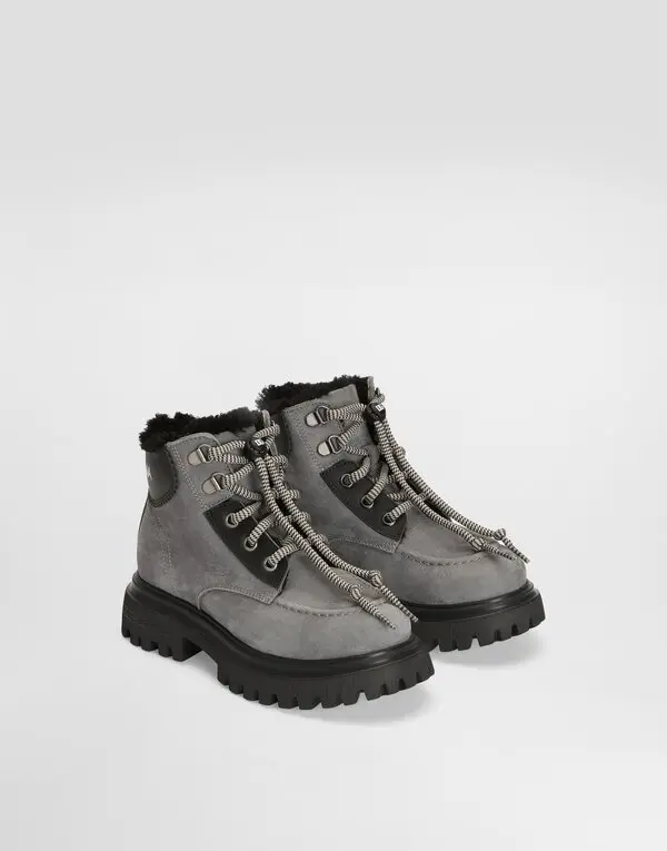 Dolce & Gabbana Nubuck And Calfskin Boots