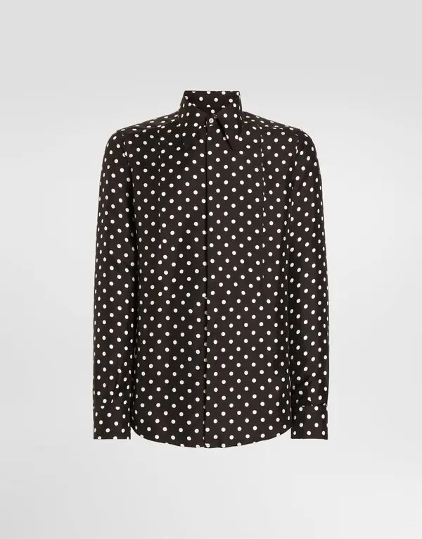 Dolce & Gabbana Polka Dot-print Silk Twill Gold Shirt - Multicolor