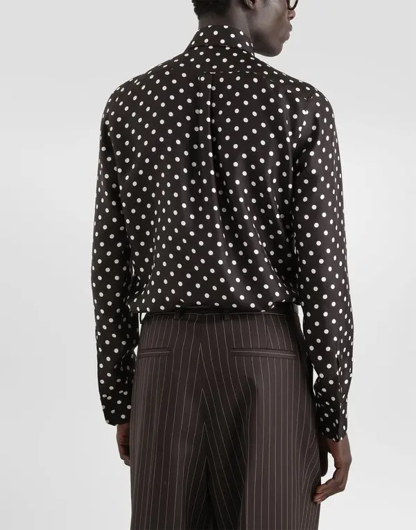 Dolce & Gabbana Polka Dot-print Silk Twill Gold Shirt - Multicolor