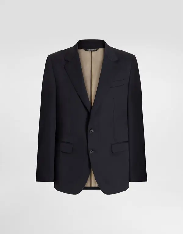 Dolce & Gabbana Taormina Single-breasted Jacket In Technical Wool - Blue