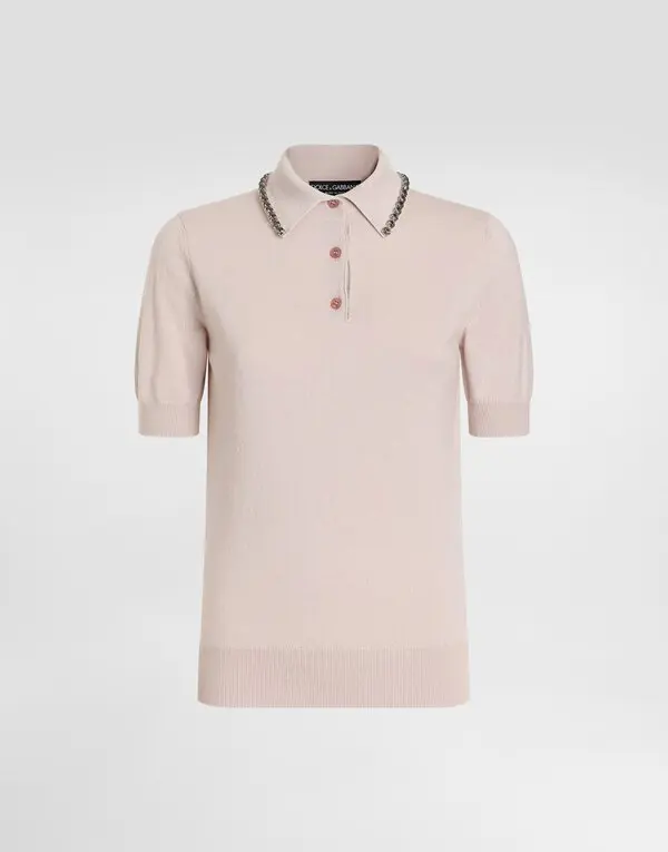 Dolce & Gabbana Short Sleeve Polo Shirt With Embellished Collar