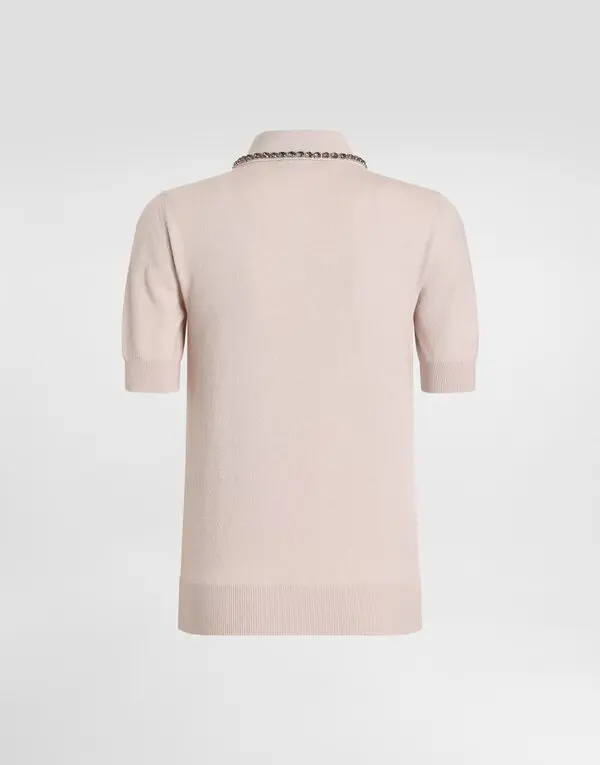 Dolce & Gabbana Short Sleeve Polo Shirt With Embellished Collar