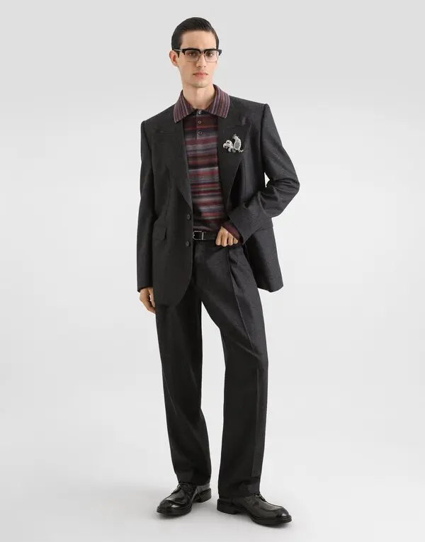 Dolce & Gabbana Striped Wool Polo Shirt