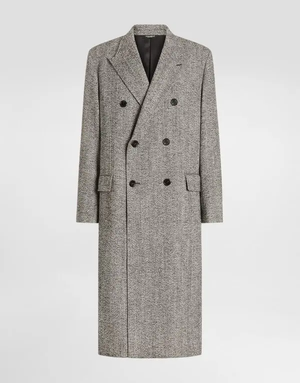 Dolce & Gabbana Double-breasted Herringbone Wool Coat - Multicolor